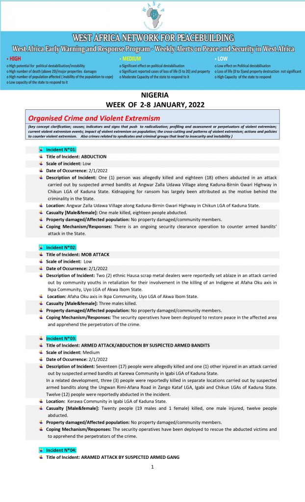 Weekly Highlight from WANEP-Nigeria National Early Warning System for ...