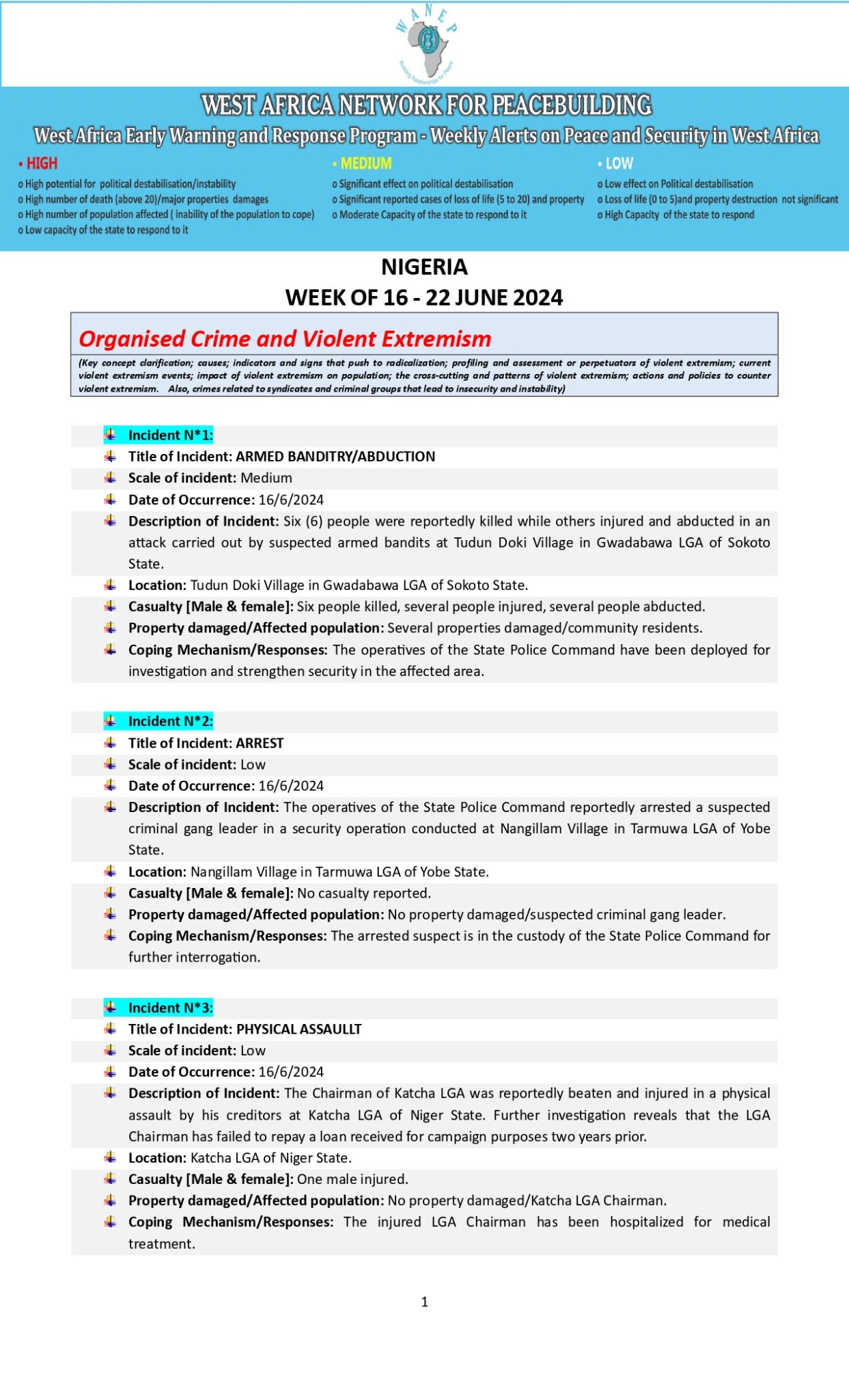 Weekly Highlight from WANEP-Nigeria National Early Warning System for ...