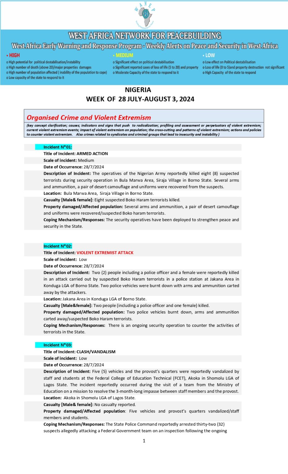 Weekly Highlight from WANEP-Nigeria National Early Warning System for ...