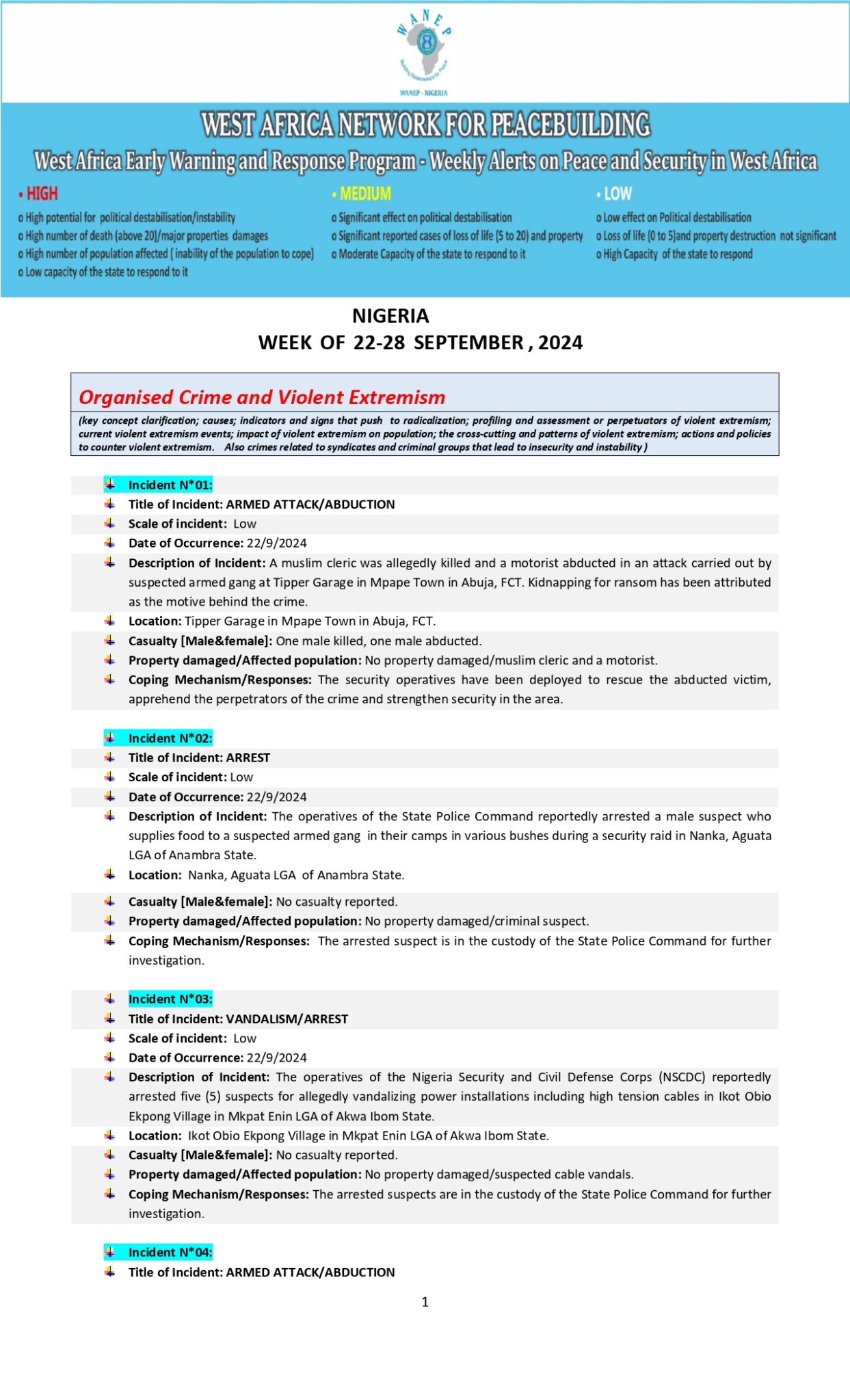 Weekly Highlight from WANEP-Nigeria National Early Warning System for ...
